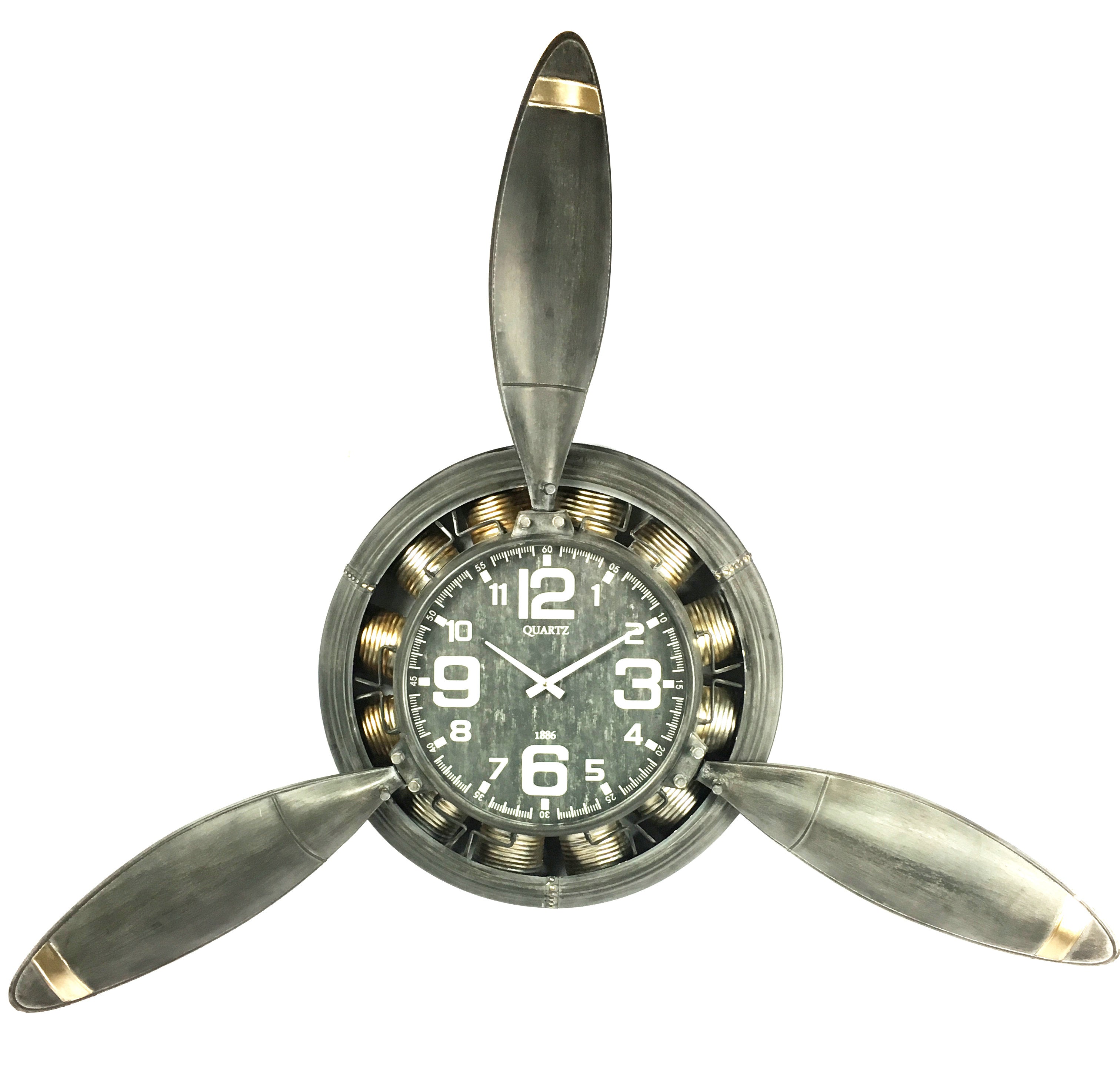 Metal Airplane Propeller Wall Décor clock - Peterson Housewares & Artwares