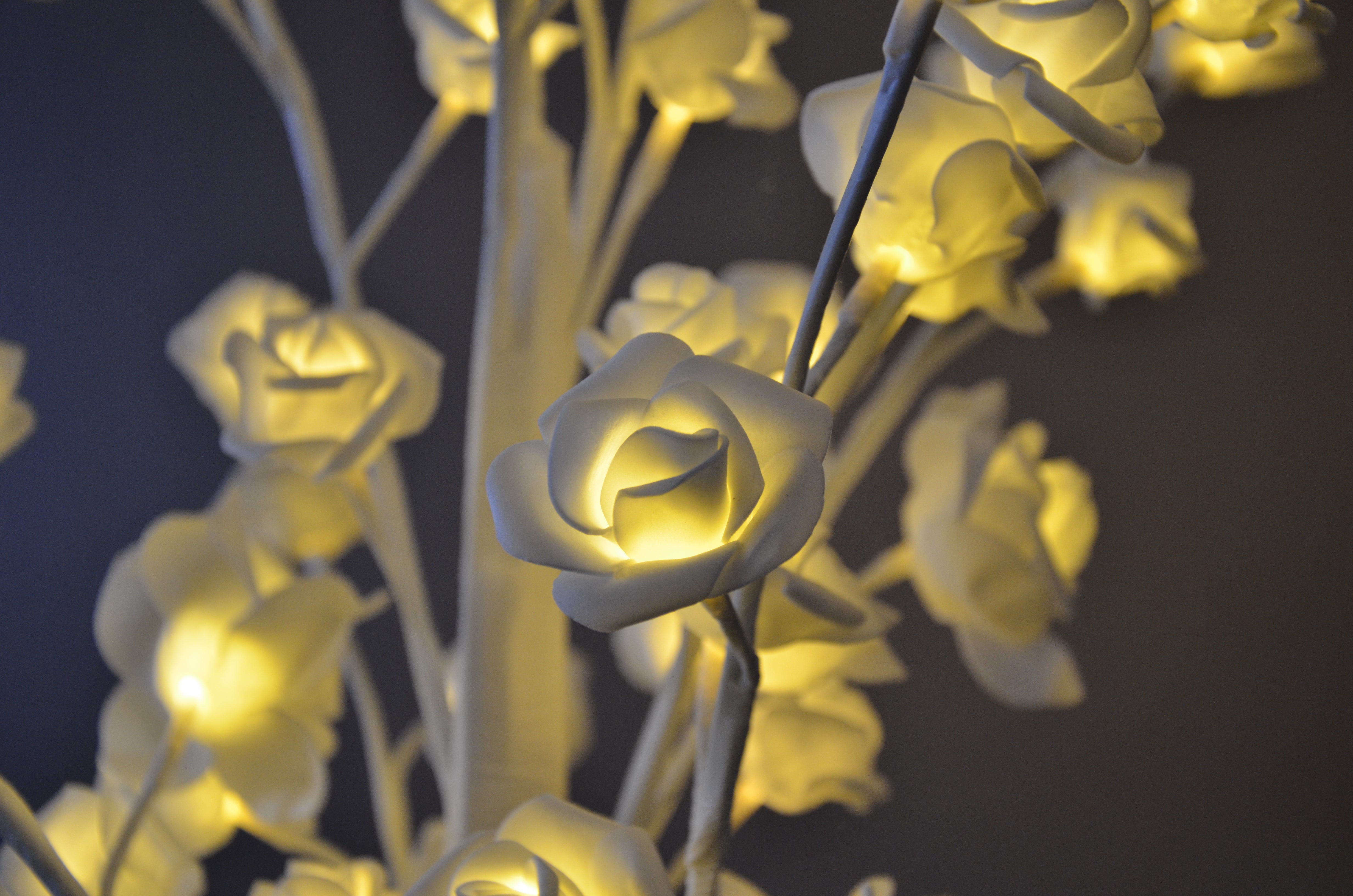 Pre-Lit White Rose Lighted Tree - Peterson Housewares & Artwares